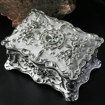 Vintage Rectangle Jewelry Box with Two-Layer Organizer | Homary