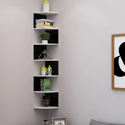 Modern 7-Tiered Floating Shelves for Study in White | Homary