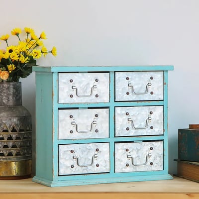 Vintage Desktop Organizer Storage Cabinet 6 Adjustable Drawers | Homary UK