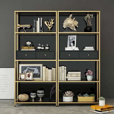Modern Standing Standard Bookshelf with Drawers-Homary