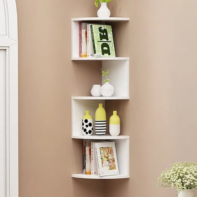 Modern 5-Tiered Floating Shelves for Study in White | Homary