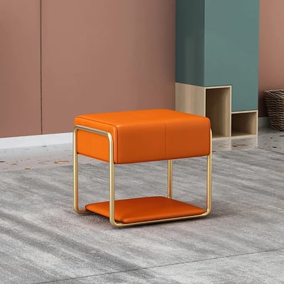 Modern Faux Leather Upholstered Ottoman Vanity Stool | Homary