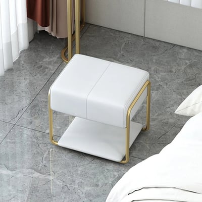 Moderner, gepolsterter osmanischer Vanity-Hocker aus Kunstleder-Homary