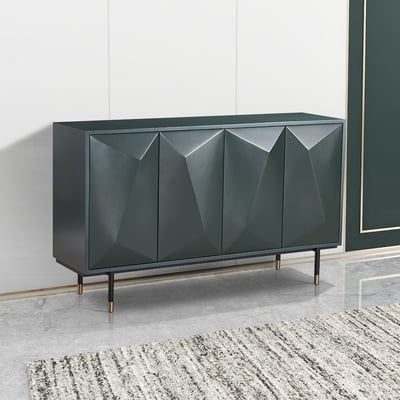 Nordic Green Buffet Rectangular Solid Embossment 4-Door 59" Sideboard ...