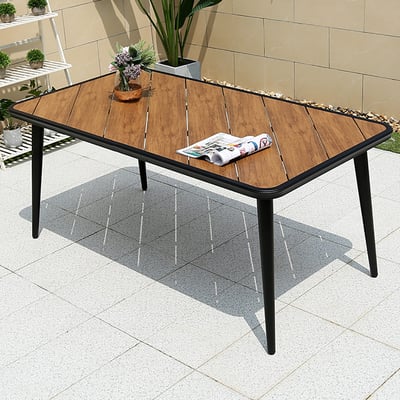 Rectangle Outdoor Dining Table with Twill Tabletop 4-Legs | Homary
