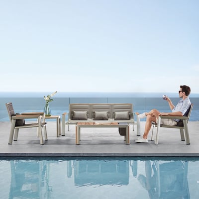 5-Pieces Aluminum Outdoor Sofa Set with Textilene Cloth Seat-Homary