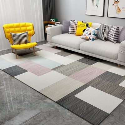 5'×8' Modern Abstract Gradient Geometric Multi-coloured Rectangle Area ...