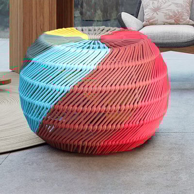 Rattan Woven Round Outdoor Garden Stool | Homary UK