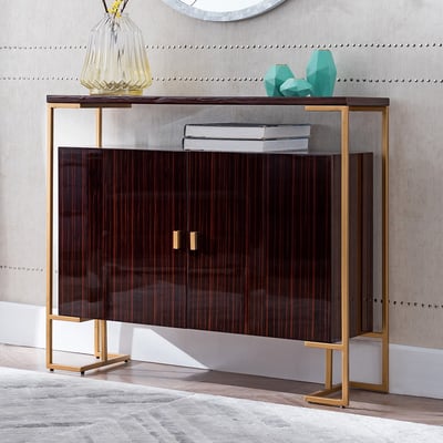 Dark Red Display Cabinet 1080mm Cabinet 2 Doors 1 Shelf Gold Finish ...