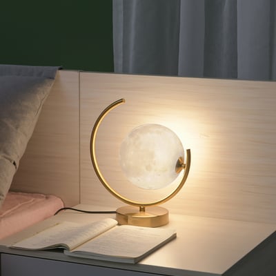 Modern 1-Light 3D Moon Table Lamp Semi-Ring Bracket | Homary
