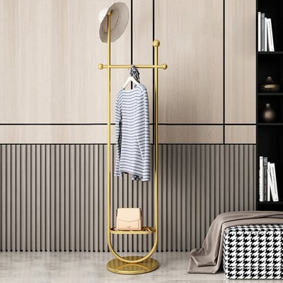 1850mm Gold Modern Simple Line Design Coat Stand with Shelf-Homary
