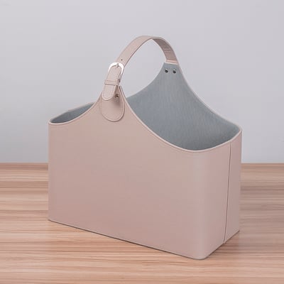 Modern Magazine Rack with Handle Finish in Leather | Homary UK