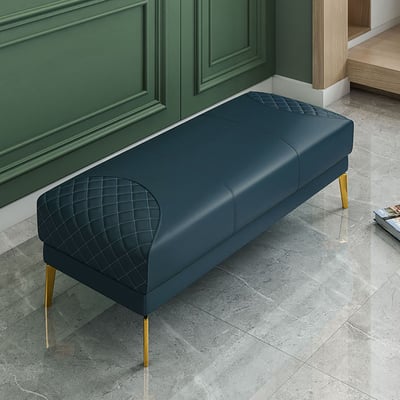 Nappa Leather Upholstered Bench Entryway Bench with Stainless Legs ...