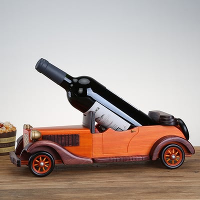 Mini Bar Car Wine Rack in Wood-Orange | Homary UK