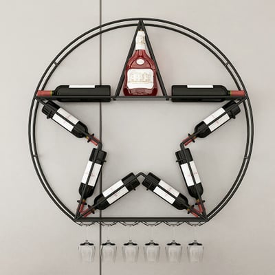 Contemporary Star-Shaped Wall Wine Rack 9 Rack Glass Rack | Homary