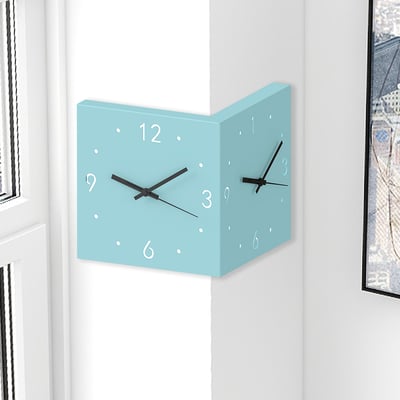 Modern Minimalist Style 3D Double-Sided Square Metal Corner Wall Clock ...