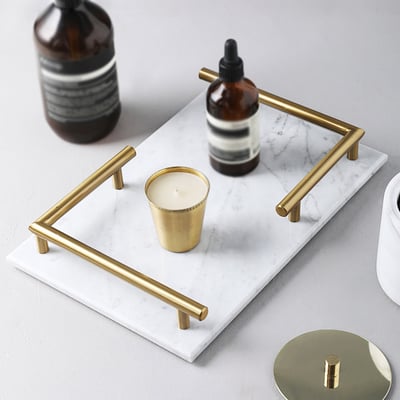 Nordic White Marble Rectangular Desk Organizer Storage Tray with Unique ...