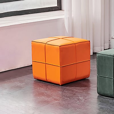 419.1mm Simple Modern Square Faux Leather Upholstered Ottoman Stool ...