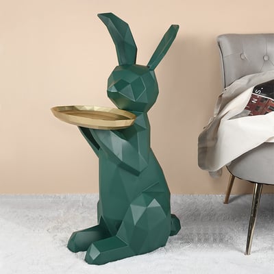 Modern Green End Table Decor Rabbit Side Table with Tray Top | Homary UK