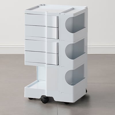 White End Table with Storage & Wheels Multifunction Side Table | Homary