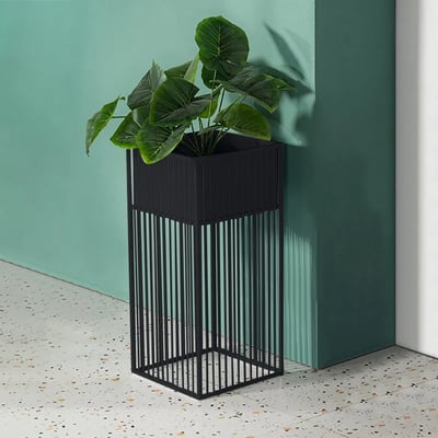 Pot de fleurs en métal noir avec support pour métal intérieur et ...