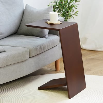 Walnut U-Shaped End Table Wooden Side Table | Homary