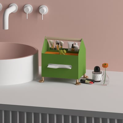 Pull-Out Tissue Box Storage Box Desk Organiser with Portable Handle-Homary