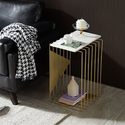 Table d'appoint moderne avec plateau en pierre frittée et table d ...