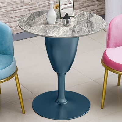 Modern Round Bar Table Sintered Stone Top & Metal Base in Blue Pub ...