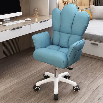 Blue Modern Linen Task Chair for Desk Upholstered Swivel Office Chair ...