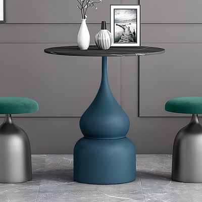 Modern Small Round Side Bar Table with Blue Sintered Stone Top Pub ...