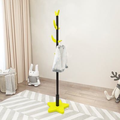 Modern Black Cute Modeling Soild Wood Kids Coat Rack Clothing Rack-Homary