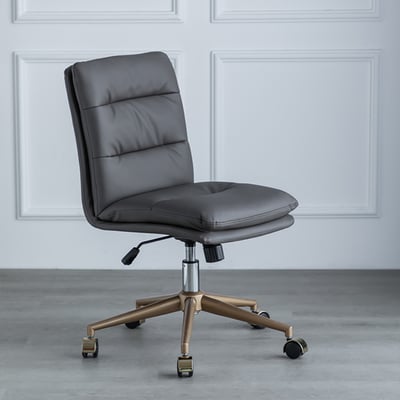 Gray Modern Office Chair PU Leather Task Chair for Desk Upholstered ...
