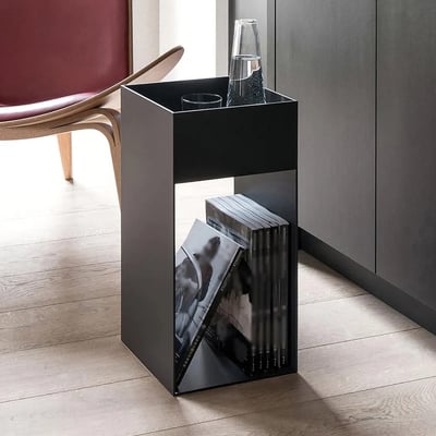 Modern Black Side Table with Storage End Table Metal | Homary UK