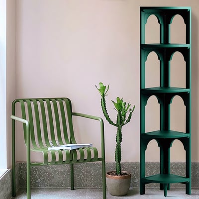 Green Bookshelf Corner Shelf 4 Tier Modern Standing Display Shelf | Homary