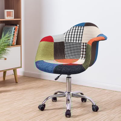Modern Linen Swivel Office Chair with Arms for Desk Upholstered ...