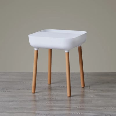 White Side Table with Storage Wood Modern End Table Set of 2-Homary