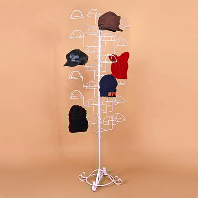 61'' White Modern Metal Hat Rack with 20 Hooks-Homary