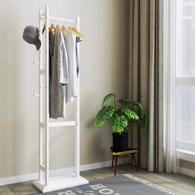 450mm x 1630mm Solid Wood Hall Tree with 6 Hooks & Rack for Entryway ...