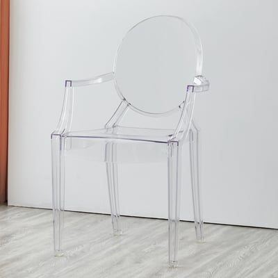 Modern Acrylic Transparent Clear Dining Chair with Armrest Set of 2 ...