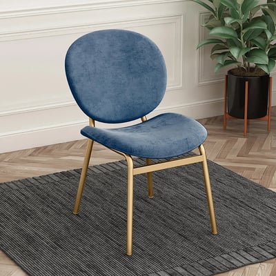 Blue Retro Velvet Dining Chair High Back Upholstered Dining Chair in ...