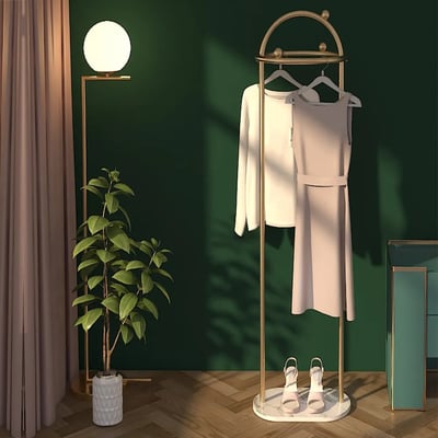 Gold Marble Clothing Rack with Hanging Rail | Homary