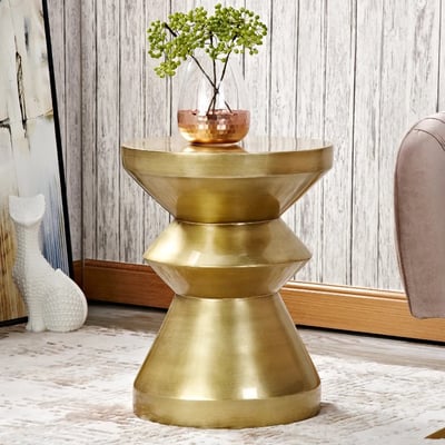 Modern Stylish Bronze Side Table Fiberglass Round End Table | Homary