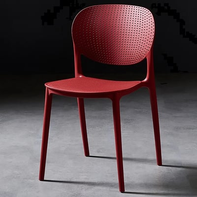 Modern Red Plastic Dining Chair Home Creative Stool Adult Armless Chair ...