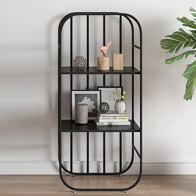 Contemporary Rectangle Etagere Bookshelf in Black | Homary UK