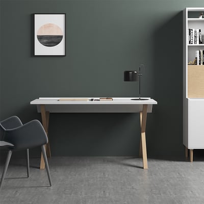 Modern Office Desk with Storage Computer Desk in White | Homary UK