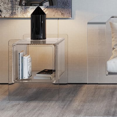 Acrylic Modern Side Table Clear Stylish End Table in Clear | Homary