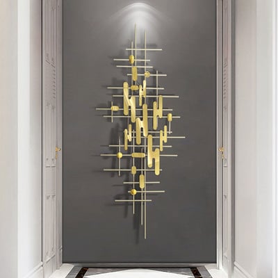 Modern 3D Geometric Wall Decor Household Golden Metal Wall Accent-Homary