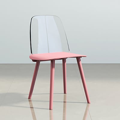 Modern Pink Dining Chair PP Plastic Side Chair Set of 2-Homary