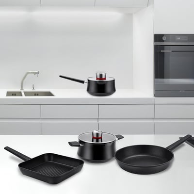 6 Pieces Nonstick Aluminum Cookware Set Antibacterial Cookware with ...